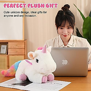 SQEQE Cute Unicorn Stuffed Animals with 4 Babies in Her Tummy, Rainbow Flying Unicorn Plush Pillow Toy with Wings, Unicorn Gifts for Girls Ages 3 4 5 6 7 8 Years