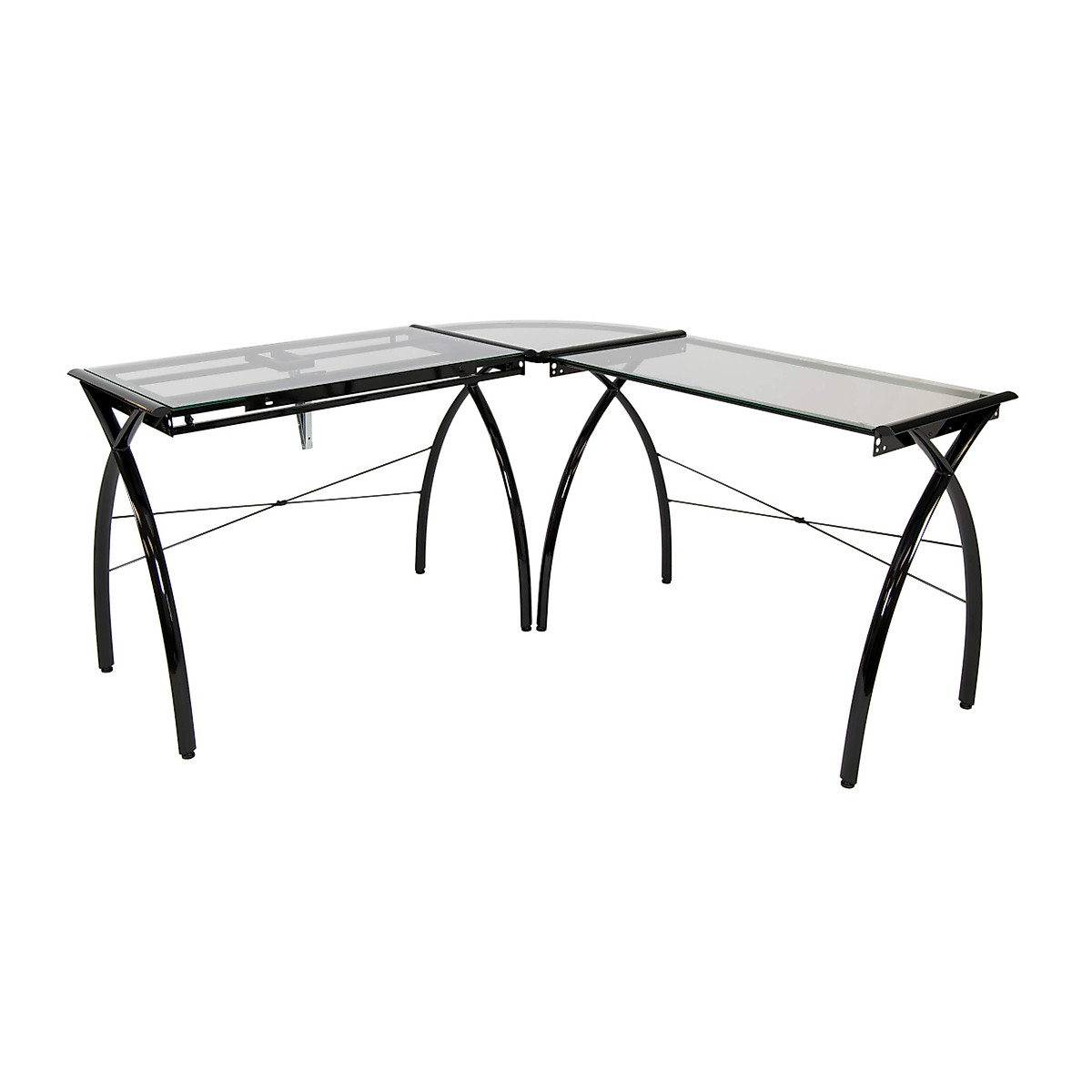 SD STUDIO DESIGNS Futura LS WorkCenter with Tilt Top Adjustable Drafting Table Craft Table Drawing Desk Hobby Table Writing Desk Studio Desk, Black / Clear Glass.
