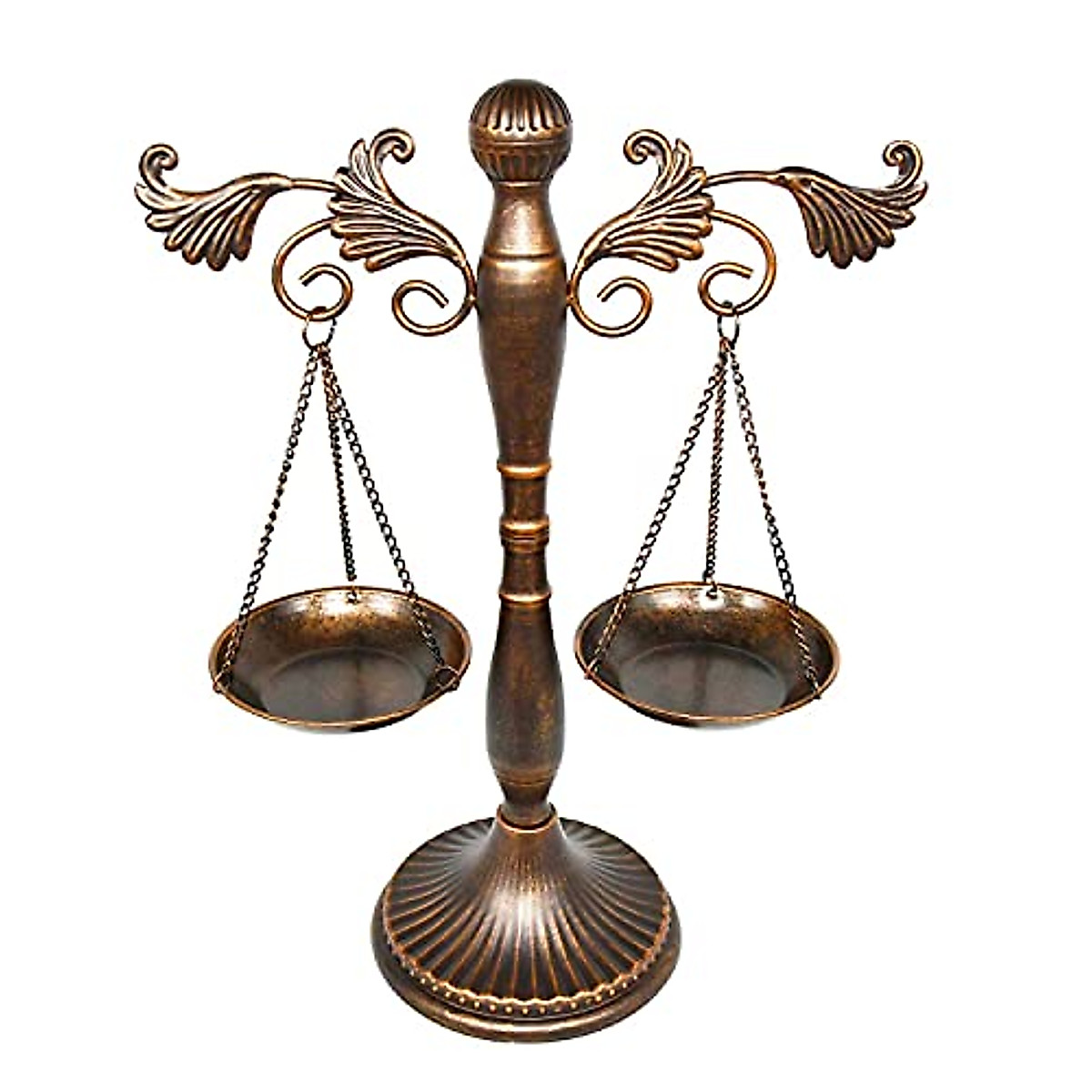 Owlgift Vintage Metal Libra Jewelry Display, Antique Scale Tray Cosmetic Organizer, Farmhouse Candleholder Lawyer of Justice, Unique Centerpiece Stand Storage – Bronze,13.6" W x 18.3" H
