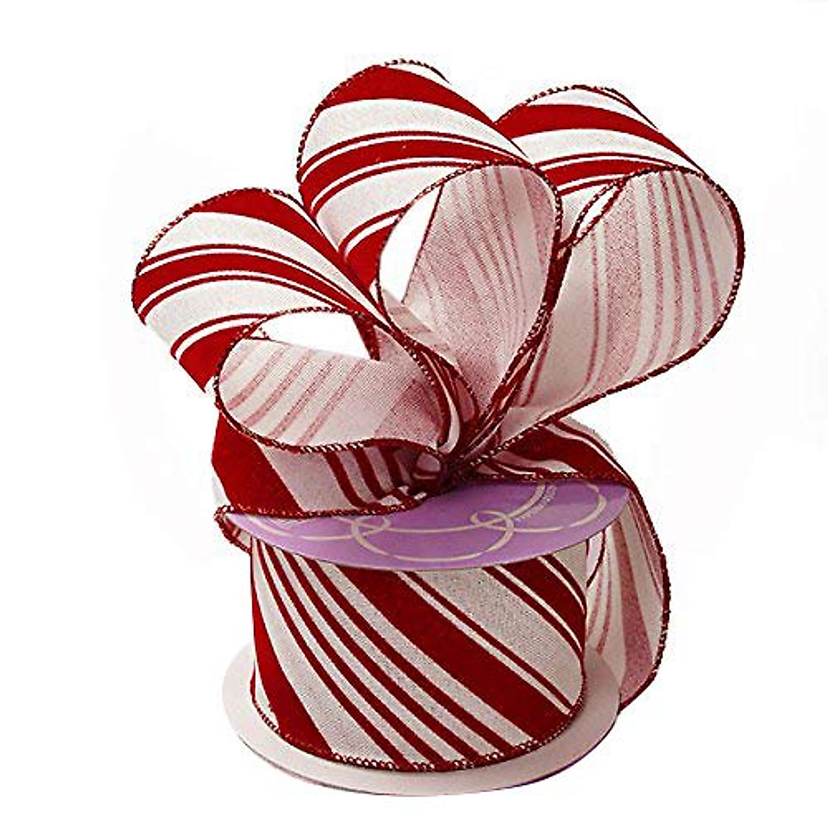 Candy Cane Wired Christmas Ribbon - 2 1/2" x 10 Yards, Red White Peppermint, Holiday, Garland, Gifts, Wrapping, Wreath