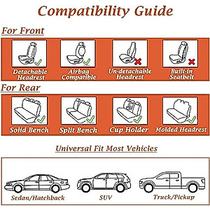 Coverado Car Seat Covers, Premium Nappa Leather Auto Seat Cushions Full Set with Embossed Pattern, Universal Fit Interior Accessories for Most Cars, Sedans, SUVs and Trucks, Black (Black, FullSet)