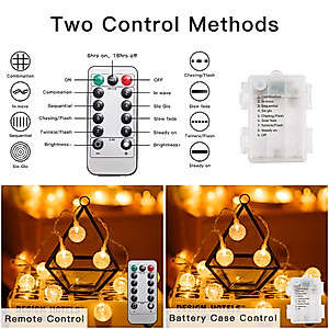 Big Globe String Lights Fairy Lights Battery Operated 21FT 60LED Bubble Ball,lamp String Waterproof Indoor Outdoor Hanging Lights Decorative Christmas Lights for Home Party Patio Garden Wedding