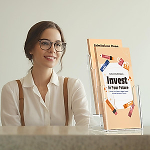 MaxGear Brochure Holder 2 Tier 4x9 inch Brochure Display Stand Flyer Holder Acrylic Brochure Holders Clear Pamphlet Holder Display Stand Literature Holder Wall Mount or Countertop, 2 Pack