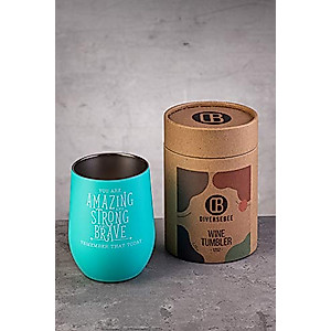 DIVERSEBEE Inspirational Thank You Gifts for Women, Mom, Girls, Wife, Girlfriend, Coworker, Nurses, Best Friend, Encouragement Birthday Wine Gifts for Her - Insulated Wine Tumbler Cup with Lid (Aqua)