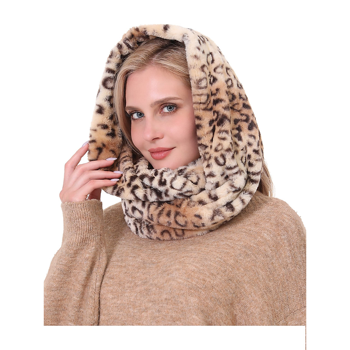 LA CARRIE Womens Leopard Print Infinity Scarf Loop Circle Neck Warmer (Brown Leopard)