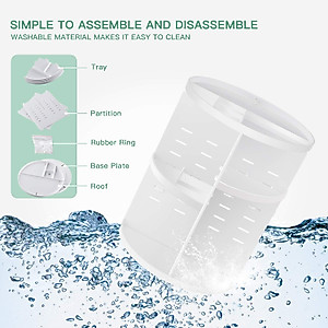 seinlife 360 Rotating Makeup Organizer,DIY Adjustable Spinning Holder,Foldable Cosmetic Storage Display box,Large Capacity Make up Caddy Shelf,Fits Countertop Vanity and Bathroom (WHITE)