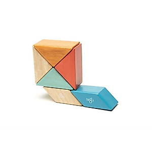 6 Piece Tegu Pocket Pouch Prism Magnetic Wooden Block Set, Sunset