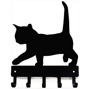 The Metal Peddler Cat #2 Kitten Key Rack & Hanger - Small 6 inch Wide - Made in USA; Wall Mounted Holder for cat Lovers