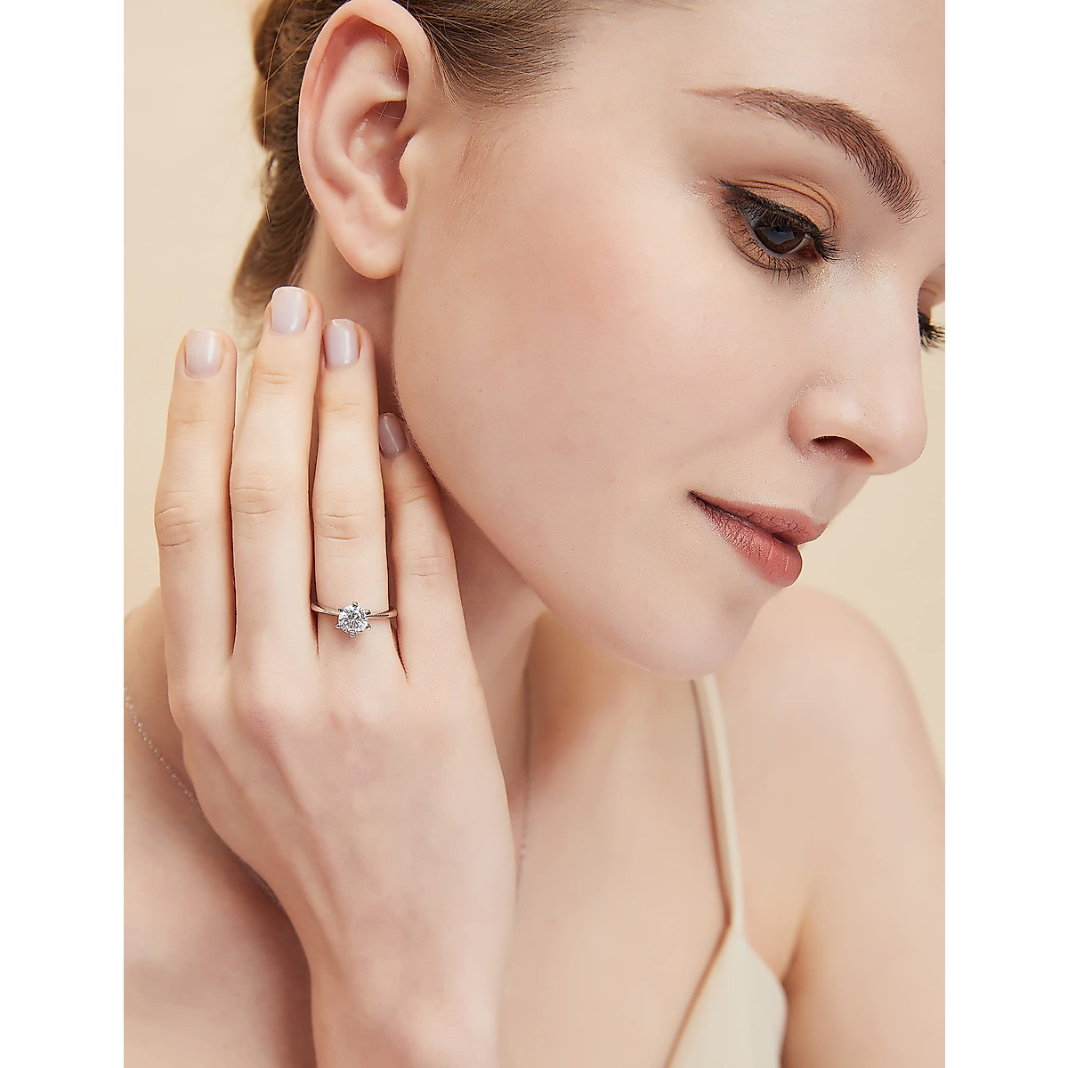 SOMEN TUNGSTEN 925 Sterling Silver 1 Carat Solitaire Round CZ Engagement Wedding Band Classic Six Prong Ring Size 6