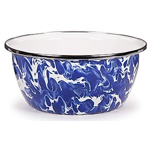 Enamelware - Colbalt Blue Swirl Pattern - 3 Cup Salad Bowl