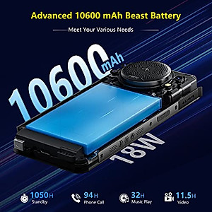 FOSSIBOT Rugged Smartphone, 10600mAh Battery, Android 12 7+64GB Rugged Phone, 24MP Rear Camera, 5.45" HD+ Compactness Cell Phone, 3.5W Loud Speaker, IP68 Waterproof Unlocked Phone, Dual SIM 4G, OTG
