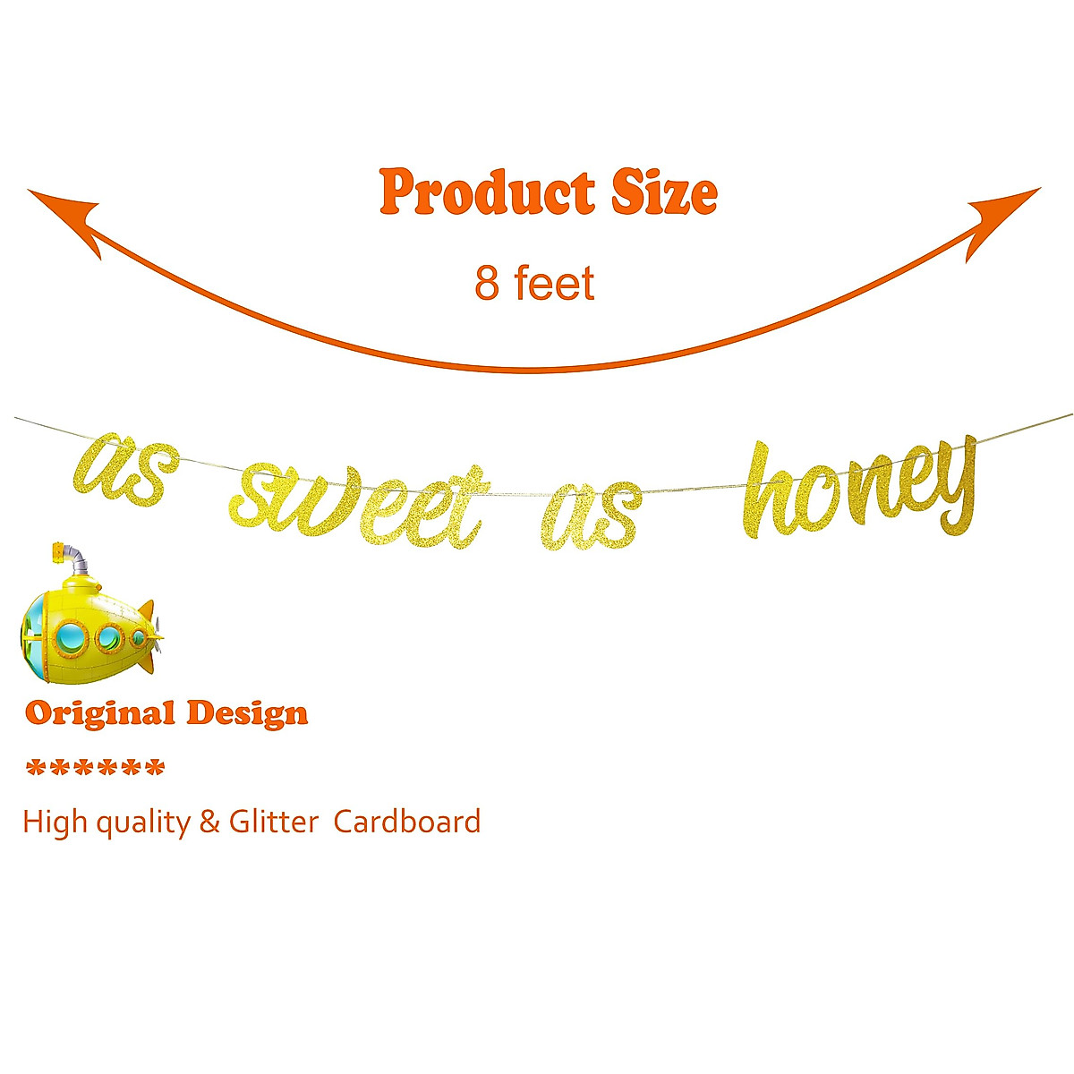 Gold Glitter As Sweet As Honey Banner - Bee Theme Birthday/Baby Shower/Wedding/Bridal Shower Party Decoration Supplies - Baby First Birthday Party Decor Bunting Banner