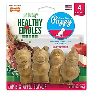 Nylabone Healthy Edibles Puppy Natural Long Lasting Dog Chew Treats Lamb & Apple Small/Regular (4 Count)