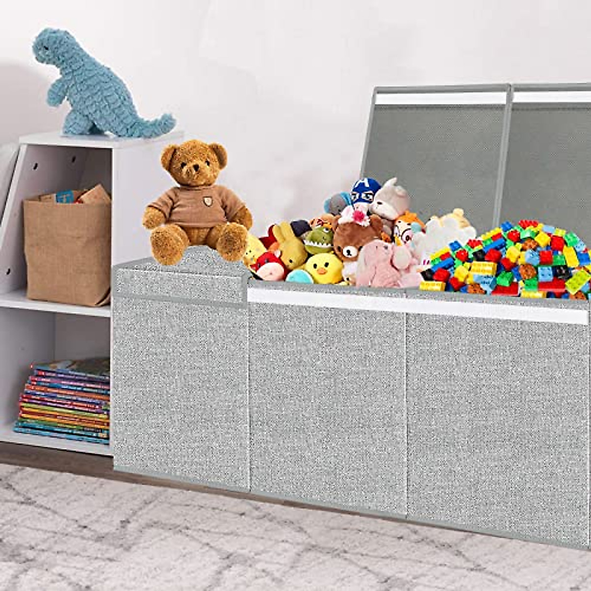Pantryily Extra Large Toy Box for Girls Boys - Collapsible Kids Toy Chest Boxes Organizers and Storage for Nursery,Playroom,Office 35.8"x12.6"x16"(Grey)