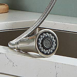 KINGO HOME Modern Commercial High Arc Stainless Steel Single Lever Handle Pull Down Sprayer Brushed Nickel Kitchen Faucet, Kitchen Sink Faucet with Deck Plate