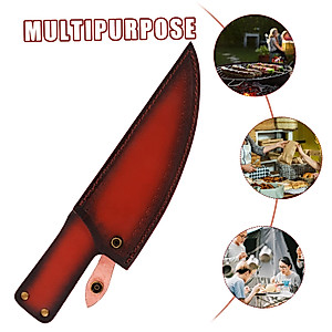 Luxshiny Camping Knives Chef Knife Set Cover Guard Protector Protector for Kitchen Brown Blade Regenerated Leather Round Buckle Shun Knife