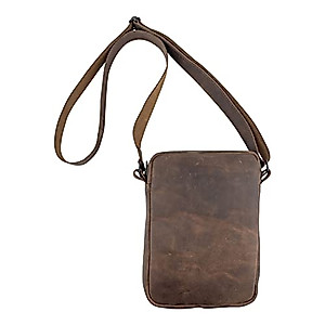 Hide & Drink, Classic Satchel Handmade from Full Grain Leather with Plaid Cotton Interior Lining - Field Bag for Storing Personal Items with Zipper Closure, Adjustable Crossbody Strap - Bourbon Brown