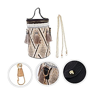 TENDYCOCO 4pcs Straw Cylinder Straw Purses for Women Fringe Purses for Women Woven Purses for Women Straw Hobo Bag Woman Woven Pouch Straw Woven Bag Portable Bag Casual Woven Messenger Bag