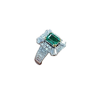 CHWLNJN Luxury Jewelry 925 Sterling Silver Emerald Ring Shiny Complete CZ Diamond Ring Cubic Exquisite Cut CZ Diamond Female Ring Anniversary Eternal Engagement Wedding Ring (7)