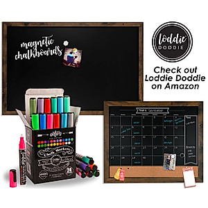 Loddie Doddie Magnetic Chalk Board - 24"x36" - for Kitchen and Wall Decor - Easy-to-Erase Magnetic Chalkboard - Framed Magnet Blackboard - Hanging Black Chalkboards (Rustic Frame)