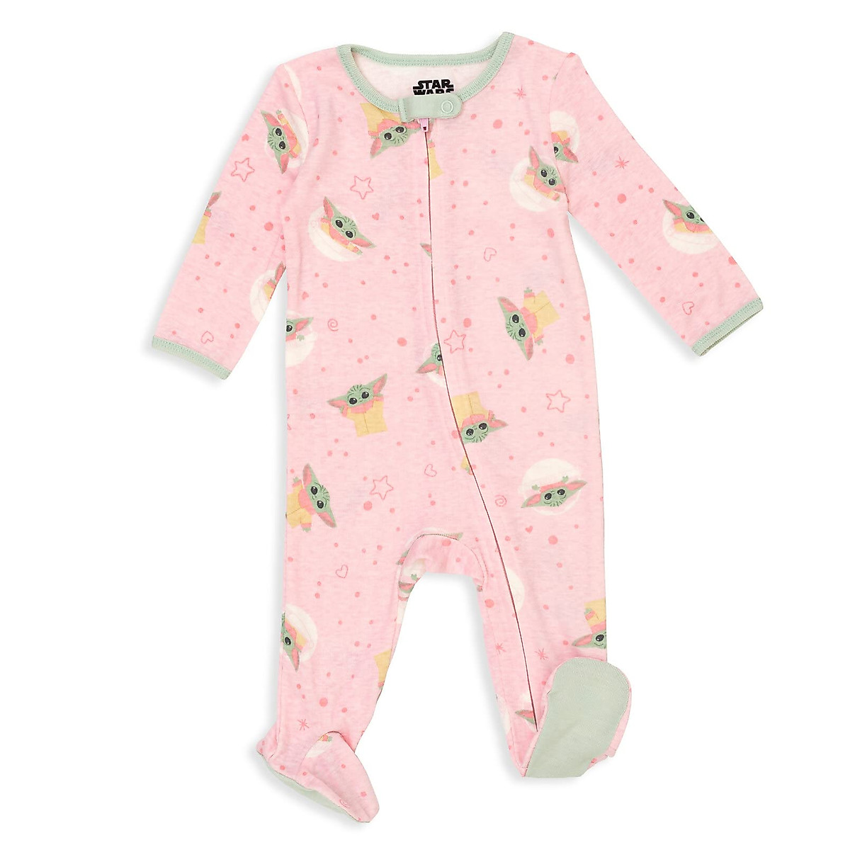 STAR WARS The Child Newborn Baby Girls 2 Pack Zip Up Sleep N' Plays Pink/Green 3-6 Months