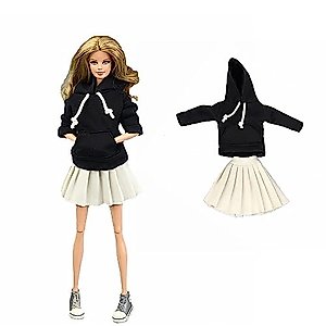 1/6 Doll Clothes for 11.5inch Girl Doll Outfits Top Hoodies Pleated Skirts Cosplay Students Clothing Dolls Accessories (Style B)