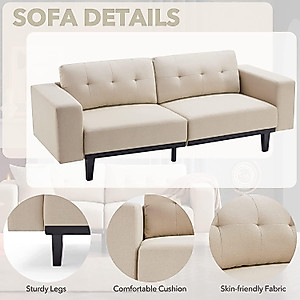 SOMEET 79''W Beige Sofas, Ivory