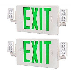 EXITLUX 1 Pack Green Led Exit Lights with Battery Backup&Adjustable Two Head-US Standard UL Listed-Hardwired-Exit Signs for Business/Commercial Emergency Light Fixtures