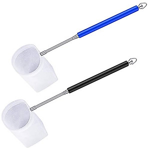 2 Pieces Fish Tank Shrimp Net Extendable Handle Shrimp Net Aquarium Stainless Steel Small Fishing Net Fish Shrimp Skimming Net with Adjustable Handle for Aquarium Fish Tank Pond (5 cm, Blue, Black)