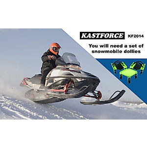 KASTFORCE Snowmobile Dolly Heavy Duty carries up to 1500 lbs (682 kg) V-Slide With 2.5” PVC Swivel Casters Rubber Pad Protecting Skis and 2 Pairs of Heavy Duty Straps Firmly Attaching on Skis KF2014