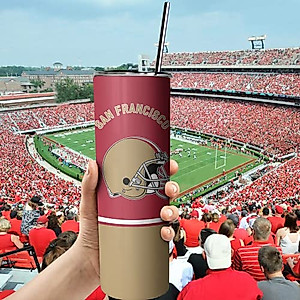 20oz Skinny Tumblers with Lid and Straws, Football Fan Gift for Reusable Travel Mug Keeps Drinks Cold & Hot Stainless Steel Insulated Tumbler