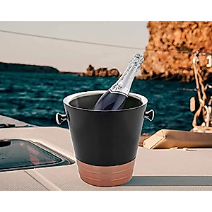 Sol Living Champagne Bucket - Double Wall Insulated Stainless Steel - Wine & Champagne Holder - Portable Chiller Bin for Bars, Parties, Commercial Use - Copper & Black Matte, 3.6 Qt