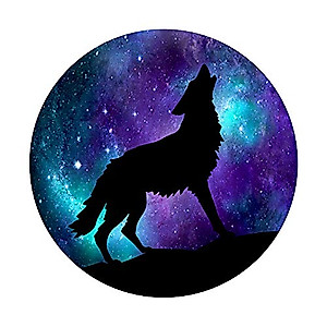 Galaxy Wolf Star Surreal Wild Lone Wolves Double-Exposure PopSockets PopGrip: Swappable Grip for Phones & Tablets