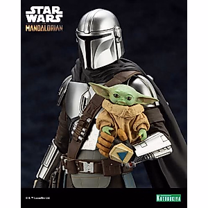 Kotobukiya Star Wars: The Mandalorian & Grogu with Beskar Staff ARTFX+ Statue, Multicolor