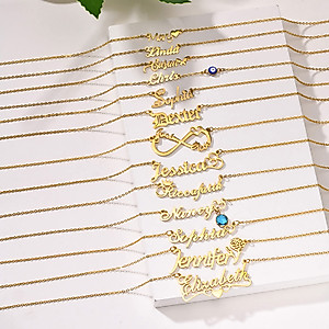 MEALGUET Name Necklace Personalized for Women : 18K Gold Plated Custom Name Necklace Chain Name Plate Choker Necklace Customized Gift Idea for WomenFemale Friends Girlfriend