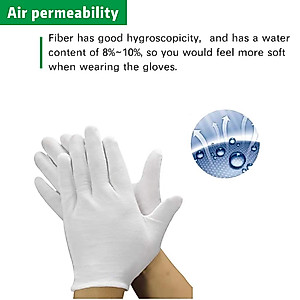 8 Pairs White Cotton Gloves 7.5" Medium Size，ZL&D, film, coins, CD/DVD, Handling Gloves