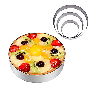 MEICHU Round Cake Ring 3 Pack, 4 to 7.8 Inch Stainless Steel Mousse Cake Mold Ring for Kitchen DIY Pastry
