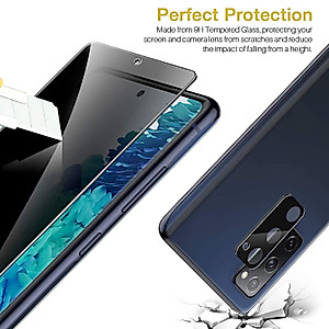 LK 2 Pack Samsung Galaxy S20 FE Privacy Screen Protector + 2 Pack Lens Protector [Not Support Fingerprint Sensor], 9H Tempered Glass, Scratch & Peep-Proof, Case-Friendly, Alignment Tool Attached