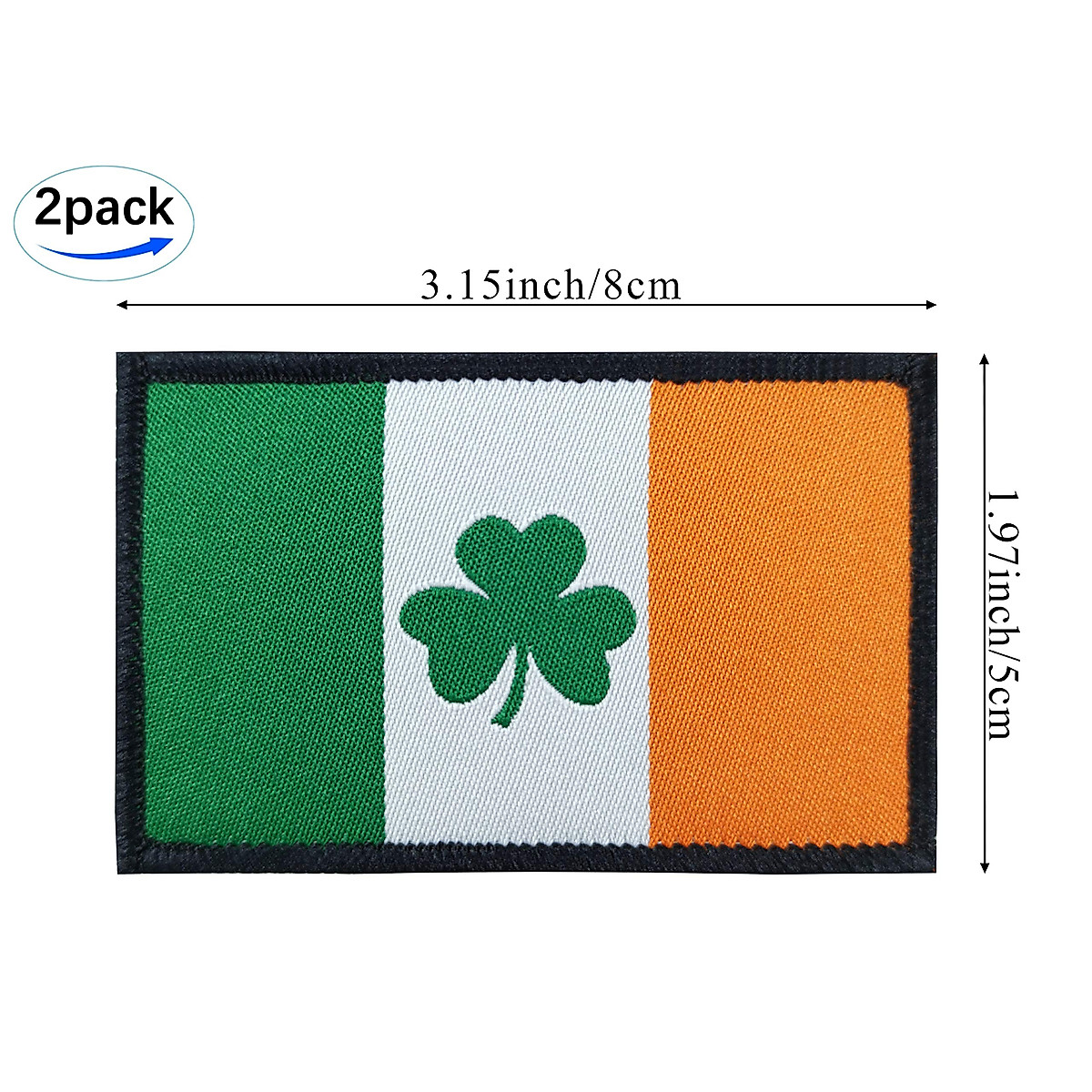 JBCD 2 Pack Ireland Shamrock Flag Patch Irish St. Patrick's Day Flags Tactical Patch Pride Flag Patch for Clothes Hat Patch Team Military Patch
