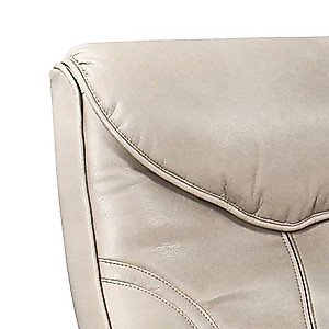 BenchMaster Newport Taupe Swivel Faux Leather Recliner Chair with Ottoman Footrest Modern Armchair Ergonomic Manual Reclining Adjustable Upholstered for Bedroom Living Room Reading Home Relax