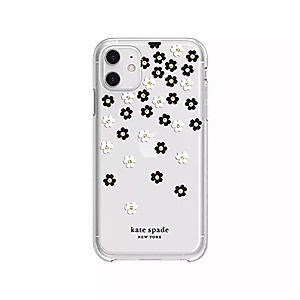 kate spade new york Protective Hardshell Case for iPhone 12 Mini - Scattered Flowers Black/White/Gold Gems/Clear/White Bumper