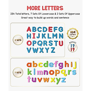 Gamenote Classroom Magnetic Alphabet Letters Kit 238 Pcs with Double - Side Magnet Board - Foam Alphabet Letters for Preschool Kids Toddler Spelling and Learning Colorful ABC Education Fridge Magnets