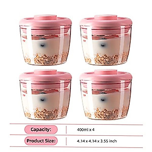 Meal Prep Container, 14oz 400ml Set of 4 Overnight Oats Containers with Lids, Airtight Leakproof Pop Top Lid Bowl for Breakfast Leftovers, Glass-like Clarity Tritan Material Food Storage Container