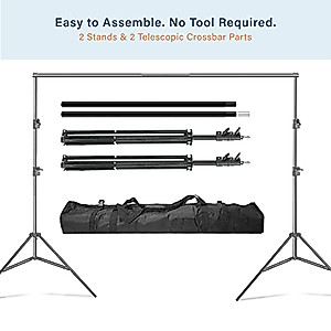 Julius Studio 10 Feet Wide Photography Photo Muslin Background Support Stand Backdrop Crossbar Kit, Backdrop Support Stand with Carry Bag, JSAG576