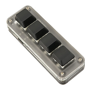 4 Keys Macro Programmable Keyboard, Acrylic RGB Backlight Gaming Keypad, DIY One Handed Mechanical Macro Pad 4Keys Keyboard for Winws Computer