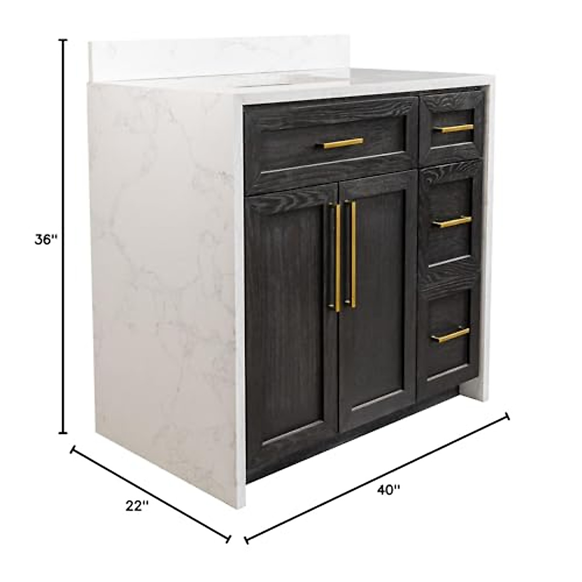 Palisade 36-inch Bathroom Vanity (Engineered Marble/Dark Oak): Includes Dark Oak Cabinet with Engineered Marble Waterfall Countertop and White Ceramic Sink