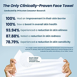 Clean Skin Club Clean Towels XL™, 100% USDA Biobased Face Towel, Disposable Face Towelette, Eczema Association Accepted, Makeup Remover Dry Wipes, Ultra Soft, 100 Ct, 2 Pack