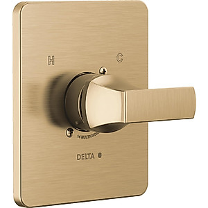 Delta Faucet Velum 14 Series Single-Function Gold Shower Valve Trim Kit, Shower Handle, Delta Shower Trim Kit, Champagne Bronze T14037-CZ (Valve Not Included)