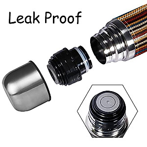 Retro Stripe Boho Stainless Steel Coffee Thermos, Double Walled Insulated Water Bottle for Outdoor Sports, Office, Car (17 OZ/500ML)