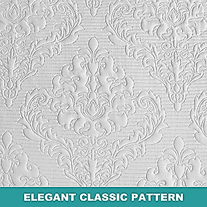 Hansleep Quilt Set King - Quilt King Size Bedding Set Damask, Lightweight Bedspread Coverlet White, Ultrasonic Quilting No Stitch
